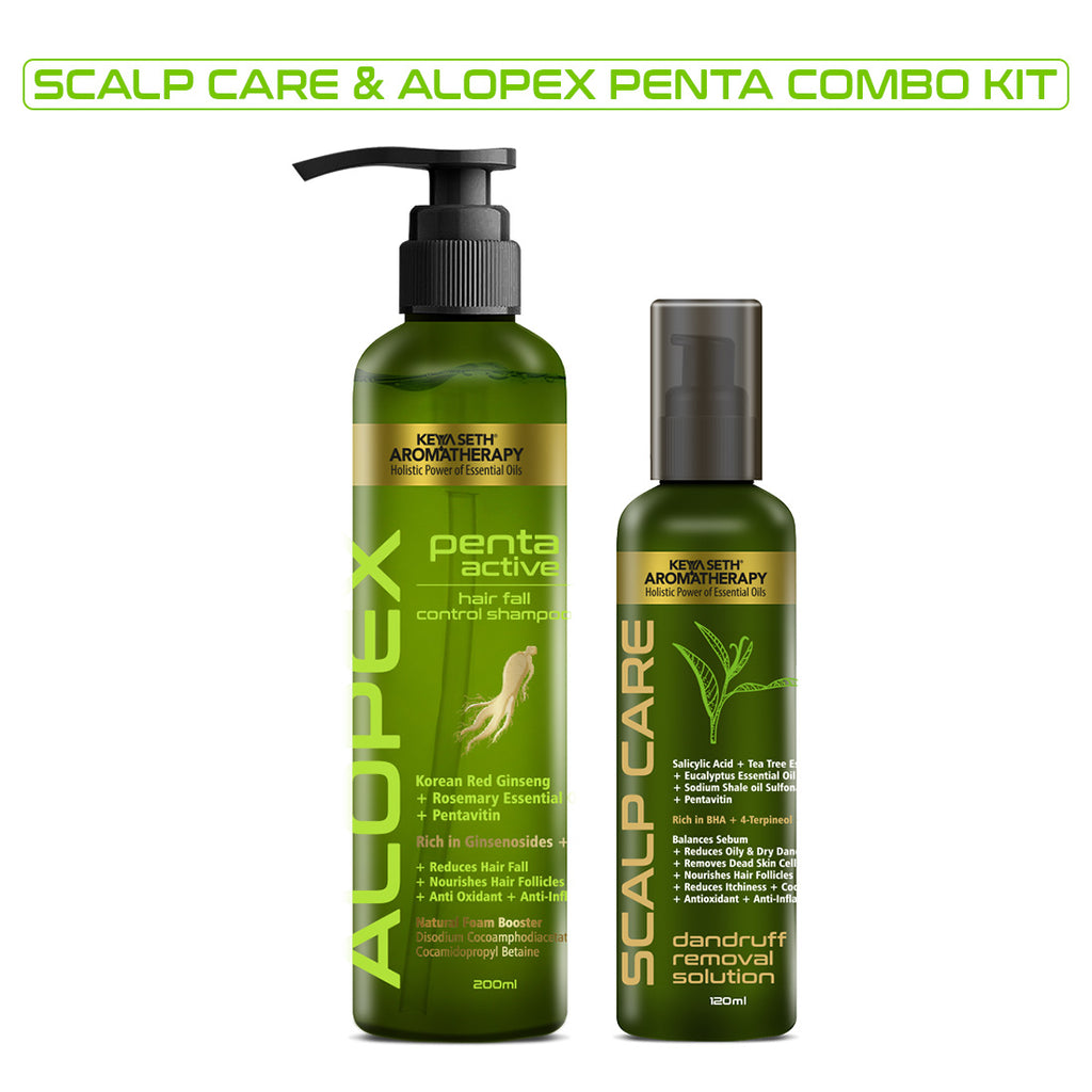 Hair Fall Treatment Kit For Dandruff- Alopex Penta Shampoo, Scalp Care ...
