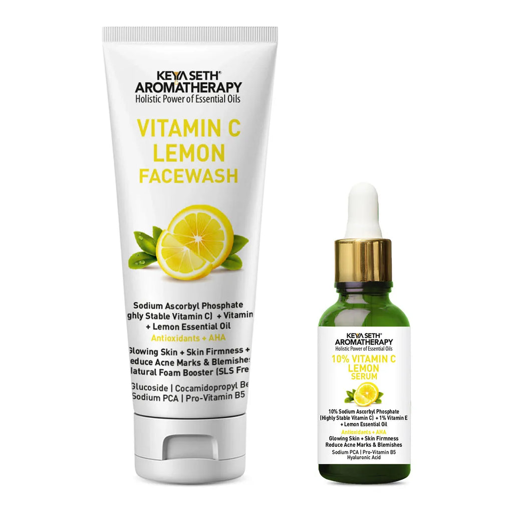 Vitamin C Lemon Combo:Facewash&Serum with SAP,Vit E&AHA for Clear Skin ...